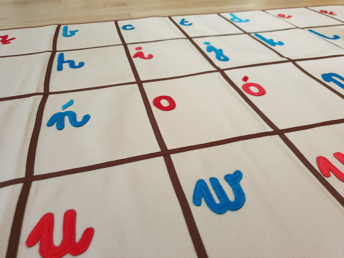 Alphabet mat - written letters - vowels consonants - brown ribbon ...
