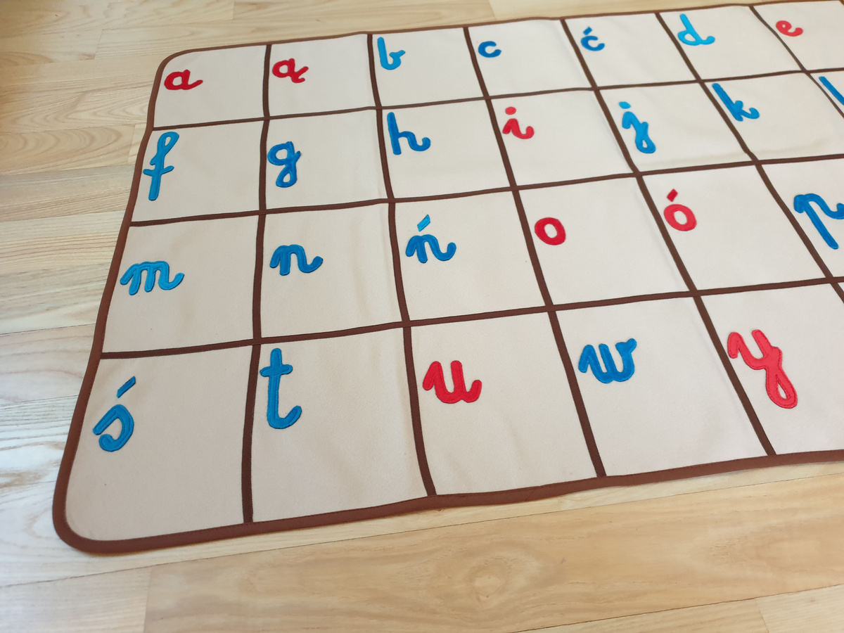 Alphabet mat - written letters - vowels consonants - brown ribbon ...